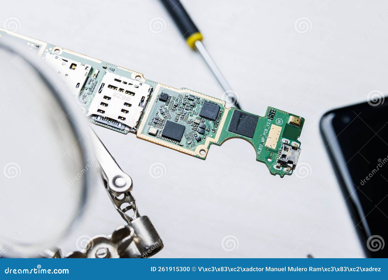 Mobile Phone Plate Repair. Smart Phone Interior Stock Photo - Image of ...