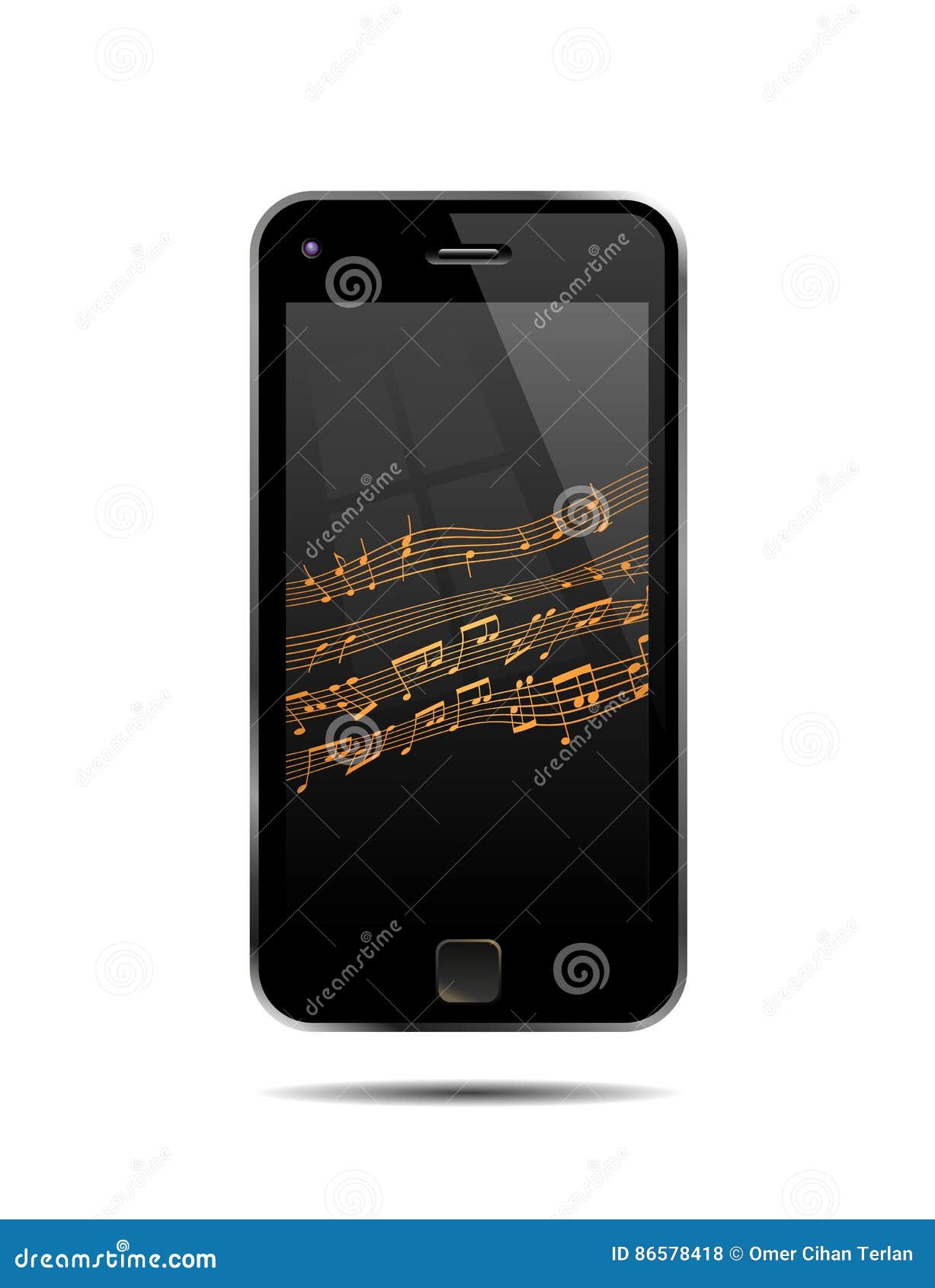 Mobile Phone Playing Music stock vector. Illustration of multimedia ...