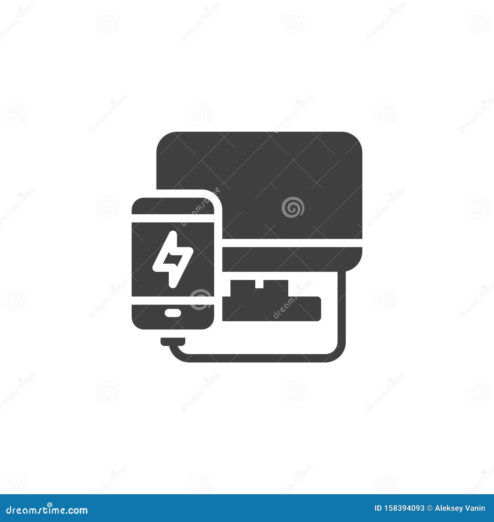 Mobile Phone Plugged and Charging from Computer Vector Icon Stock ...