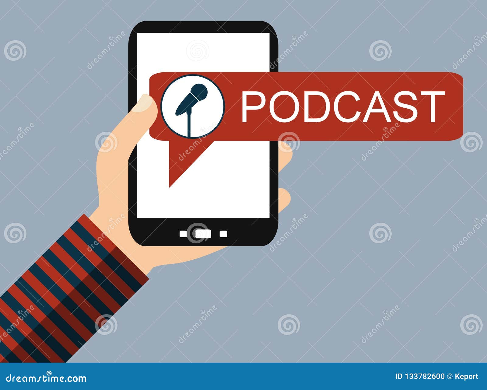 Mobile Phone: Podcast - Flat Design Stock Illustration - Illustration ...