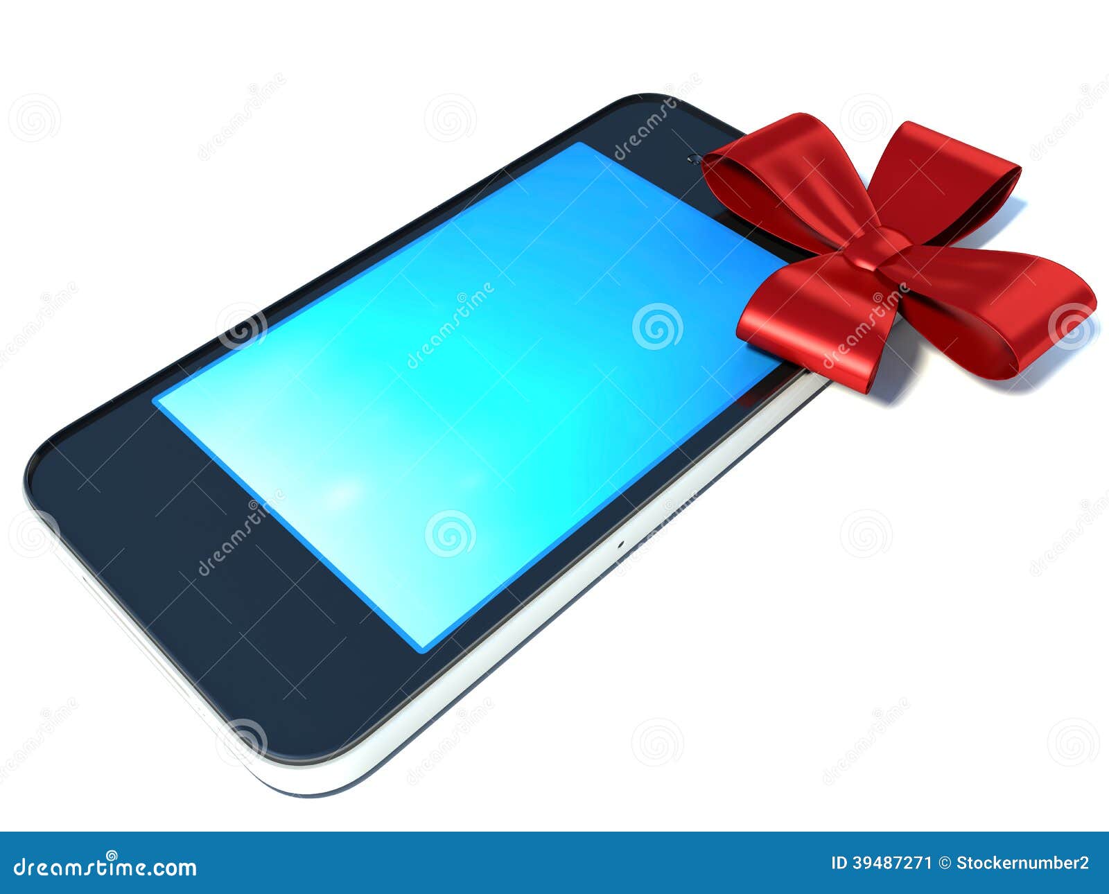 Mobile Phone Present with Red Ribbon on White Stock Illustration ...