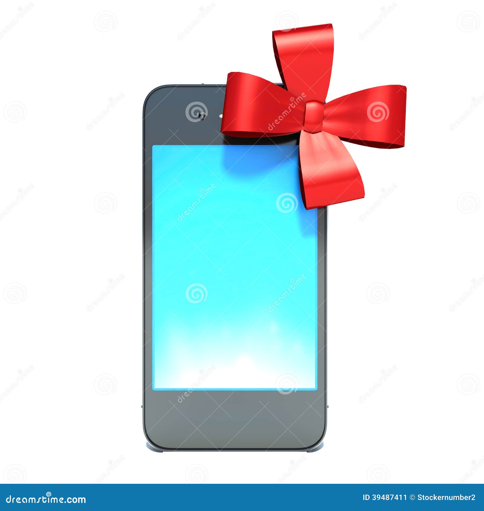 Mobile Phone Present with Red Ribbon on White Stock Illustration ...