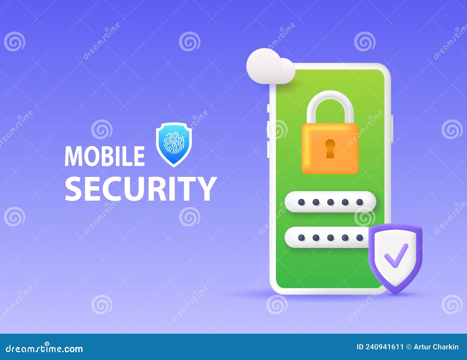 Mobile Phone Protection System. Smartphone Security Concept. Banner ...
