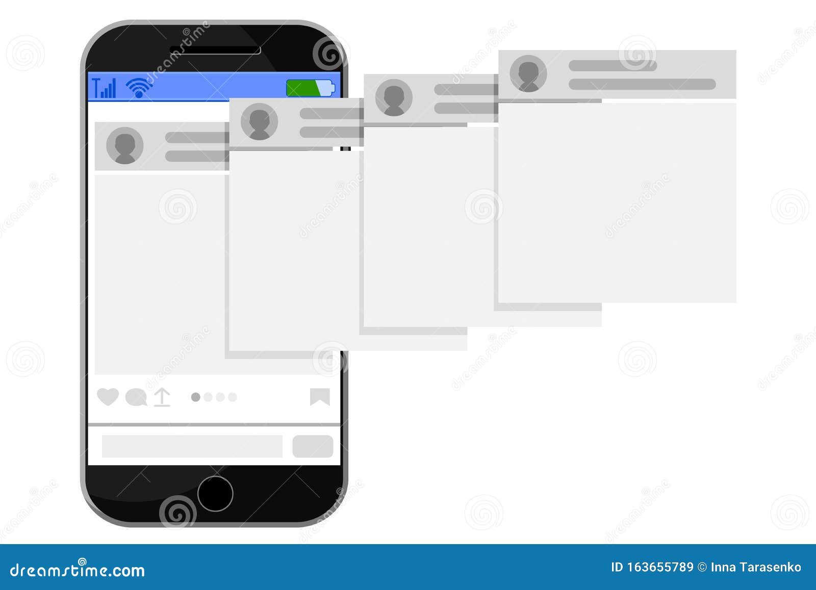 Mobile Phone Puts the Post on the Internet on a White. Stock Vector ...