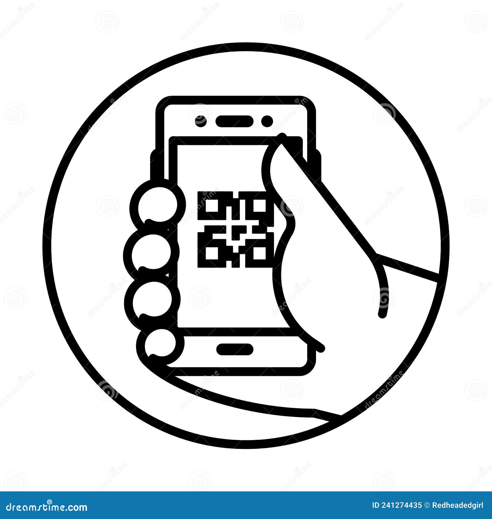 Mobile Phone with QR Code Icon Stock Vector - Illustration of linear ...