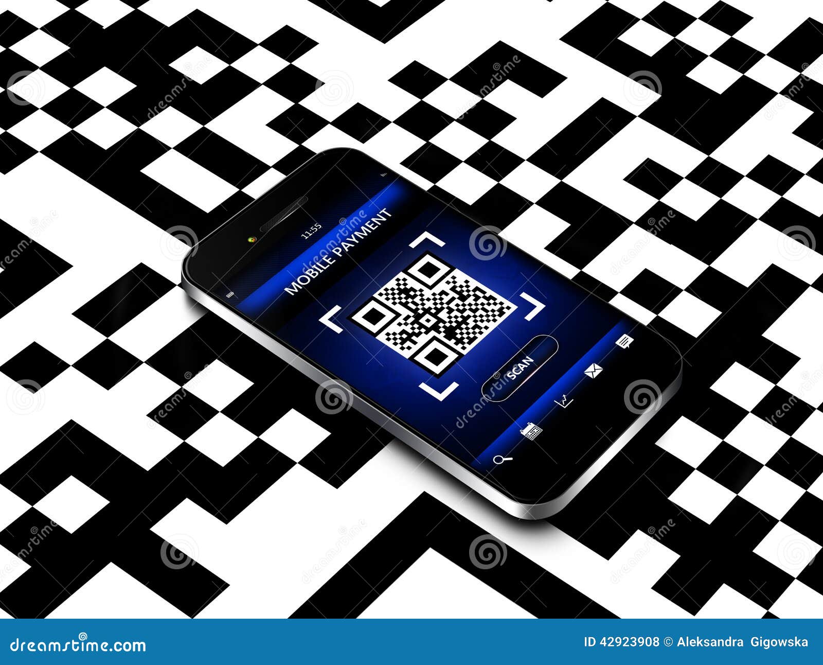 Mobile Phone with Qr Code Screen Stock Illustration - Illustration of ...