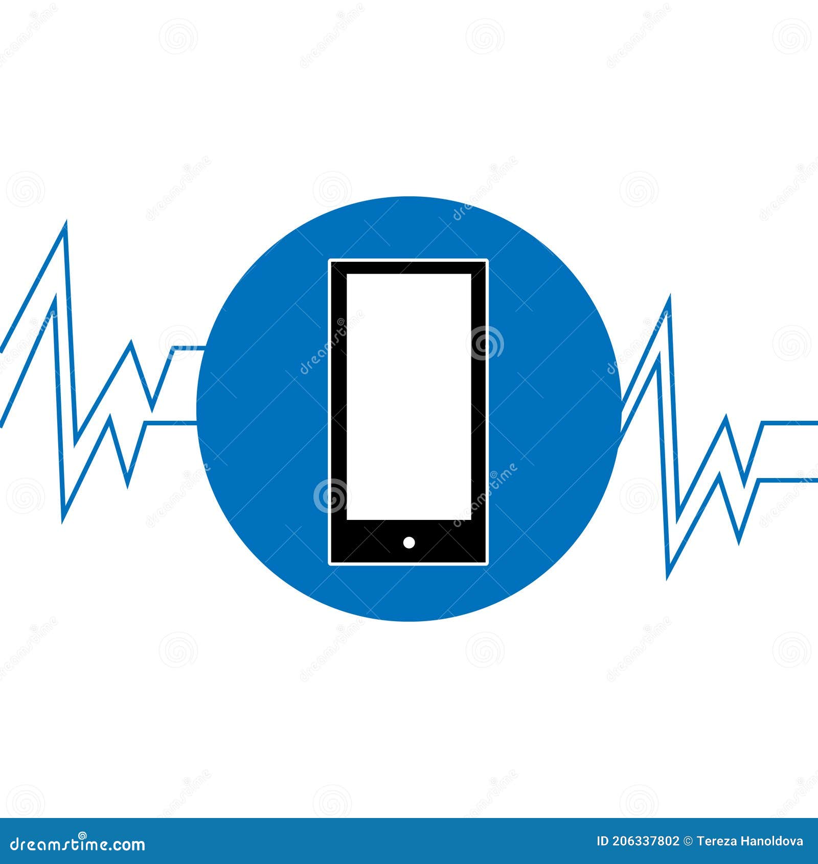 Mobile Phone with Radio Waves. Stock Illustration - Illustration of ...