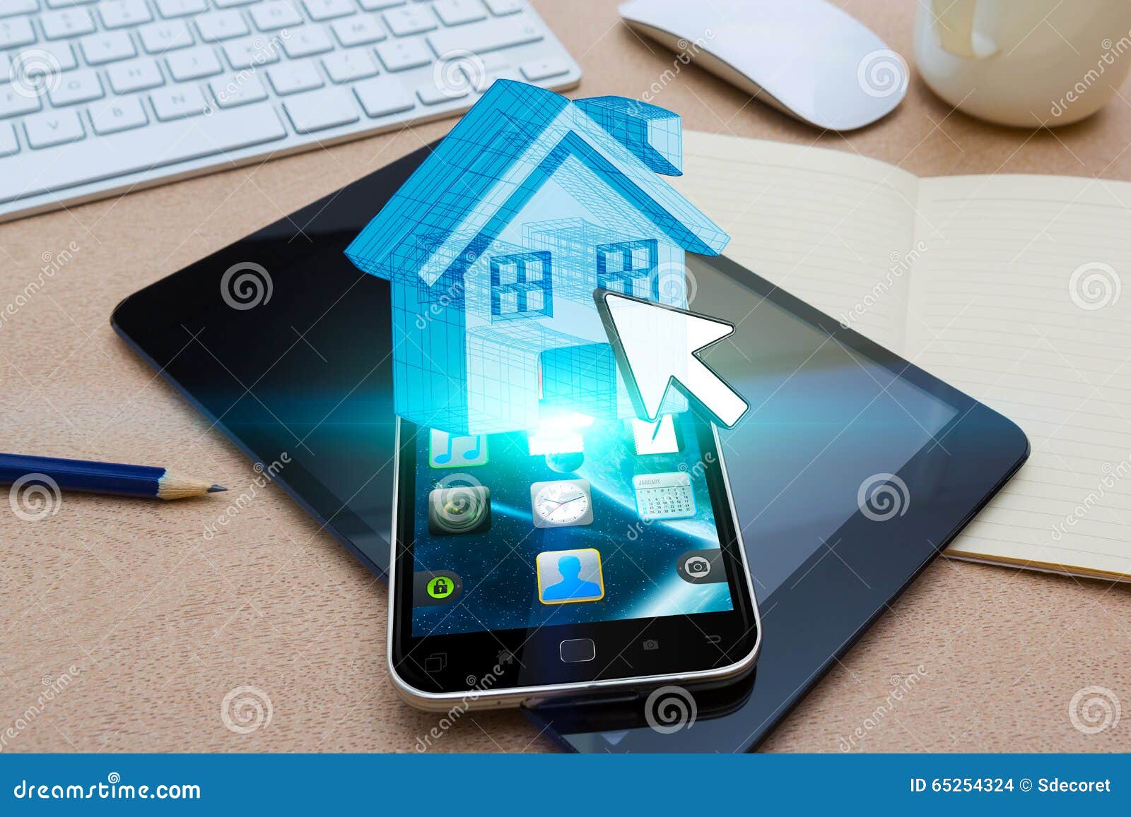 Mobile Phone with Real Estate Application Stock Illustration ...