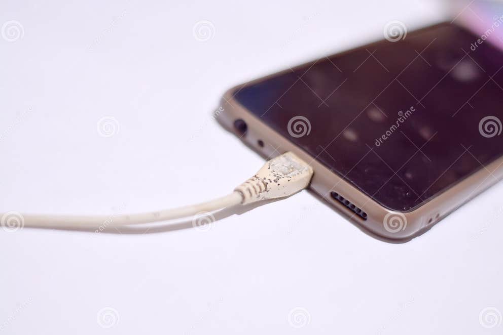Mobile Phone Recharge in Clear Background Stock Image - Image of cable ...