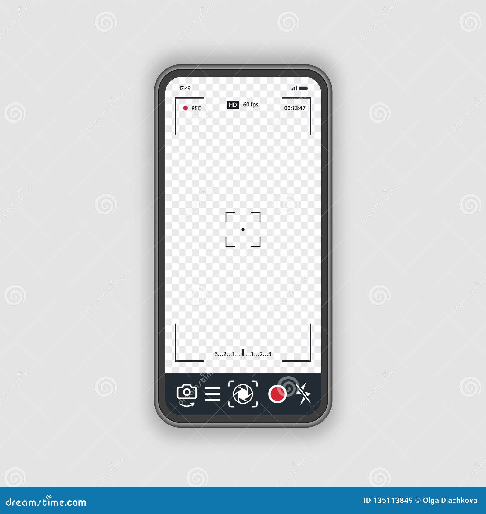 Mobile Phone with Record Frame Camera Stock Vector - Illustration of ...