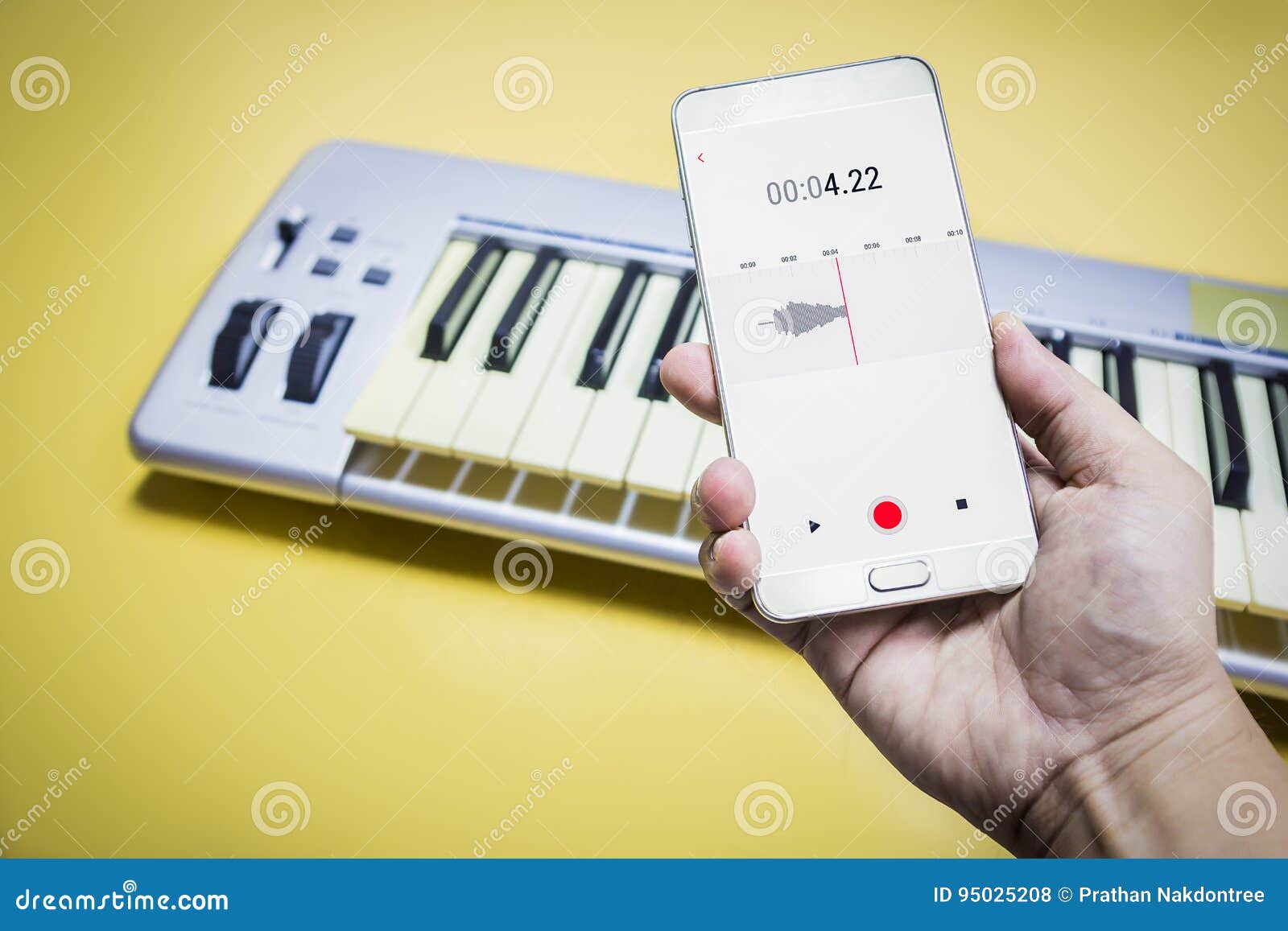 Mobile Phone is Recording the Sound of Man Playing Piano Stock Photo ...