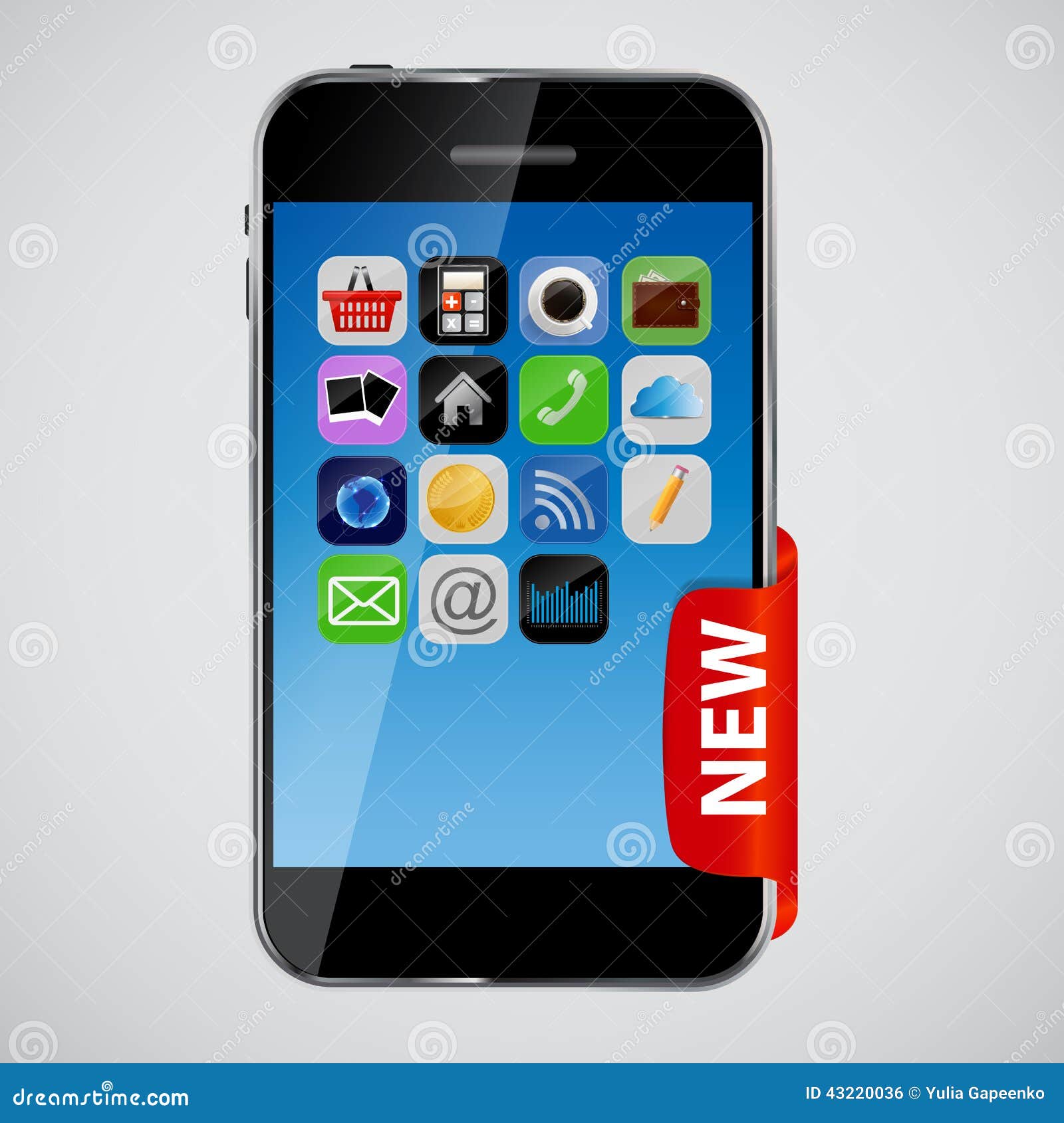 Mobile Phone with Red Label Vector Illustration Stock Vector ...