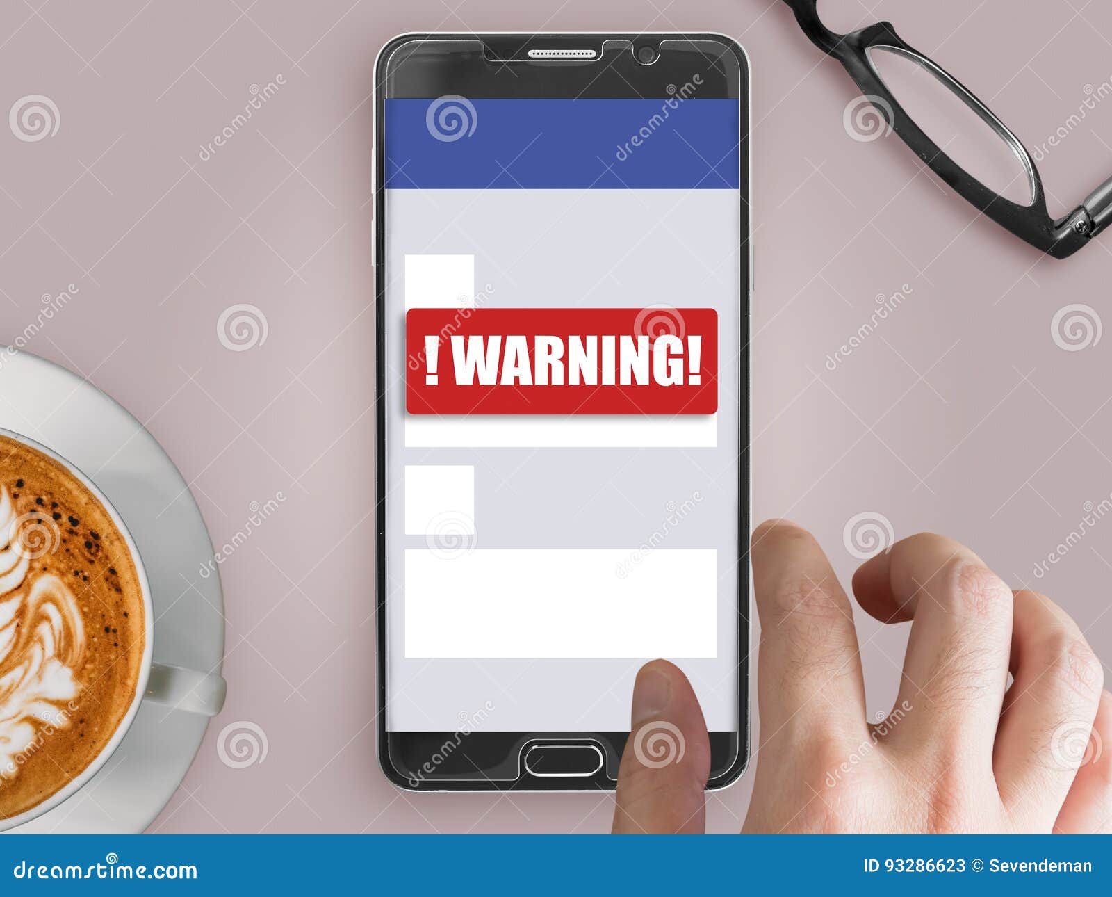 Mobile Phone with Red Warning Notification. Stock Image - Image of ...