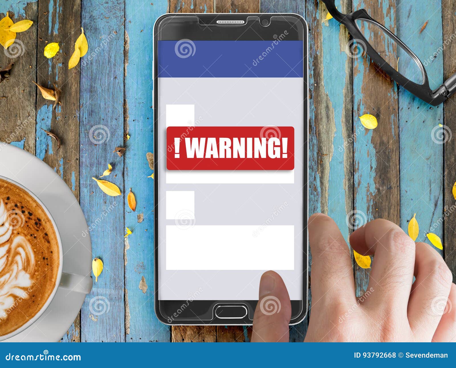 Mobile Phone with Red Warning Notification. Stock Photo - Image of ...