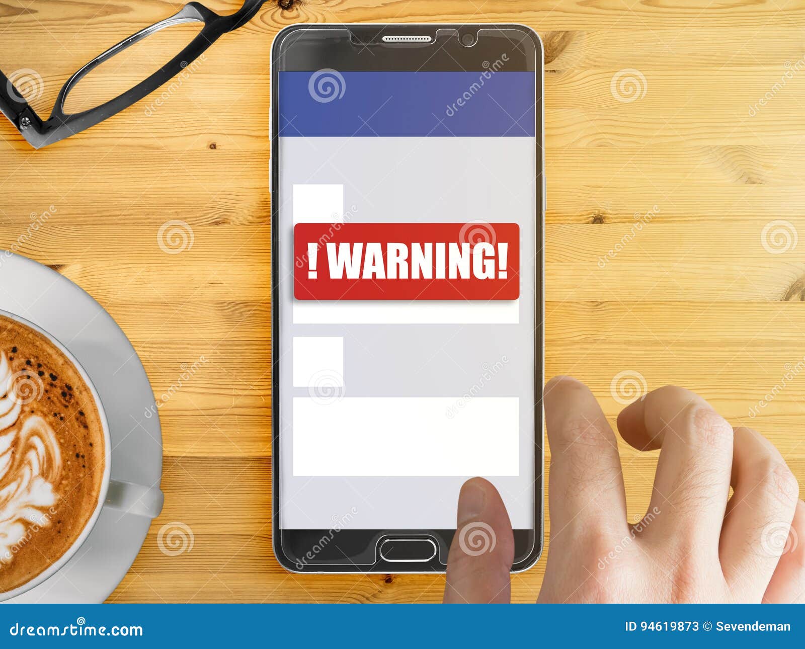 Mobile Phone with Red Warning Notification. Stock Image - Image of hint ...