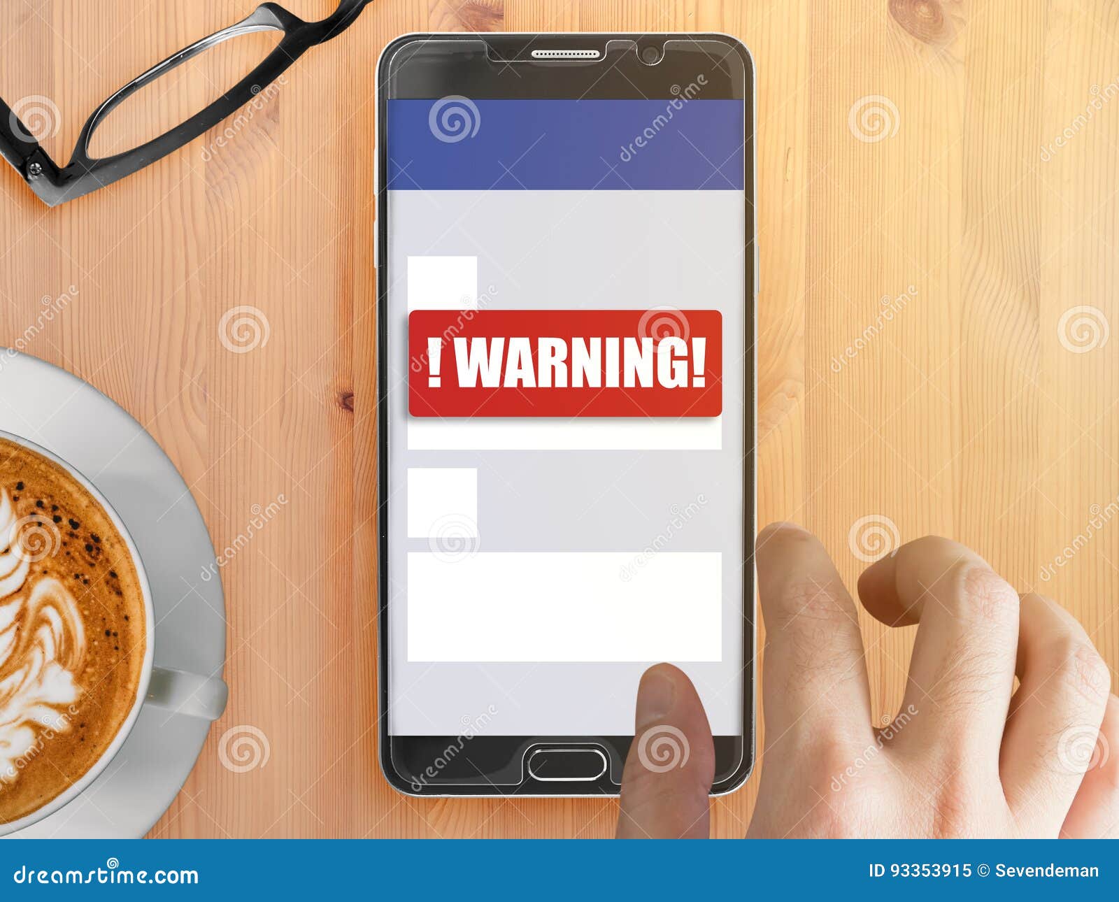 Mobile Phone with Red Warning Notification. Stock Image - Image of ...