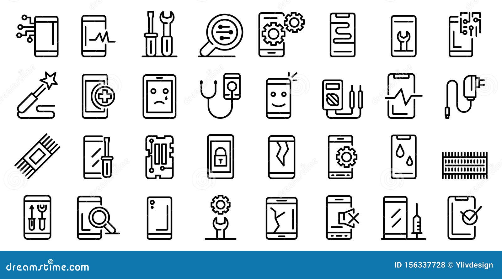 Mobile Phone Repair Icons Set, Outline Style Stock Vector ... Mobile Phone Repair Icons Set, Outline Style Stock Vector ...