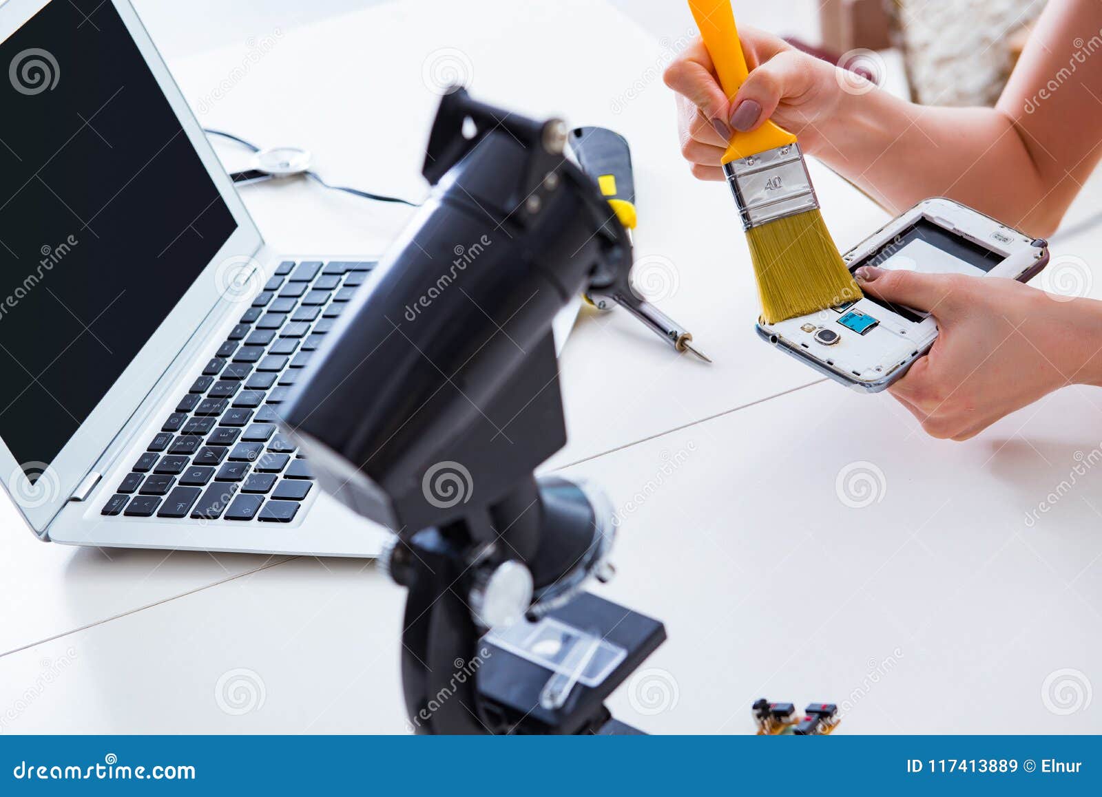 The Mobile Phone Repair in Workshop Stock Image - Image of broken ...