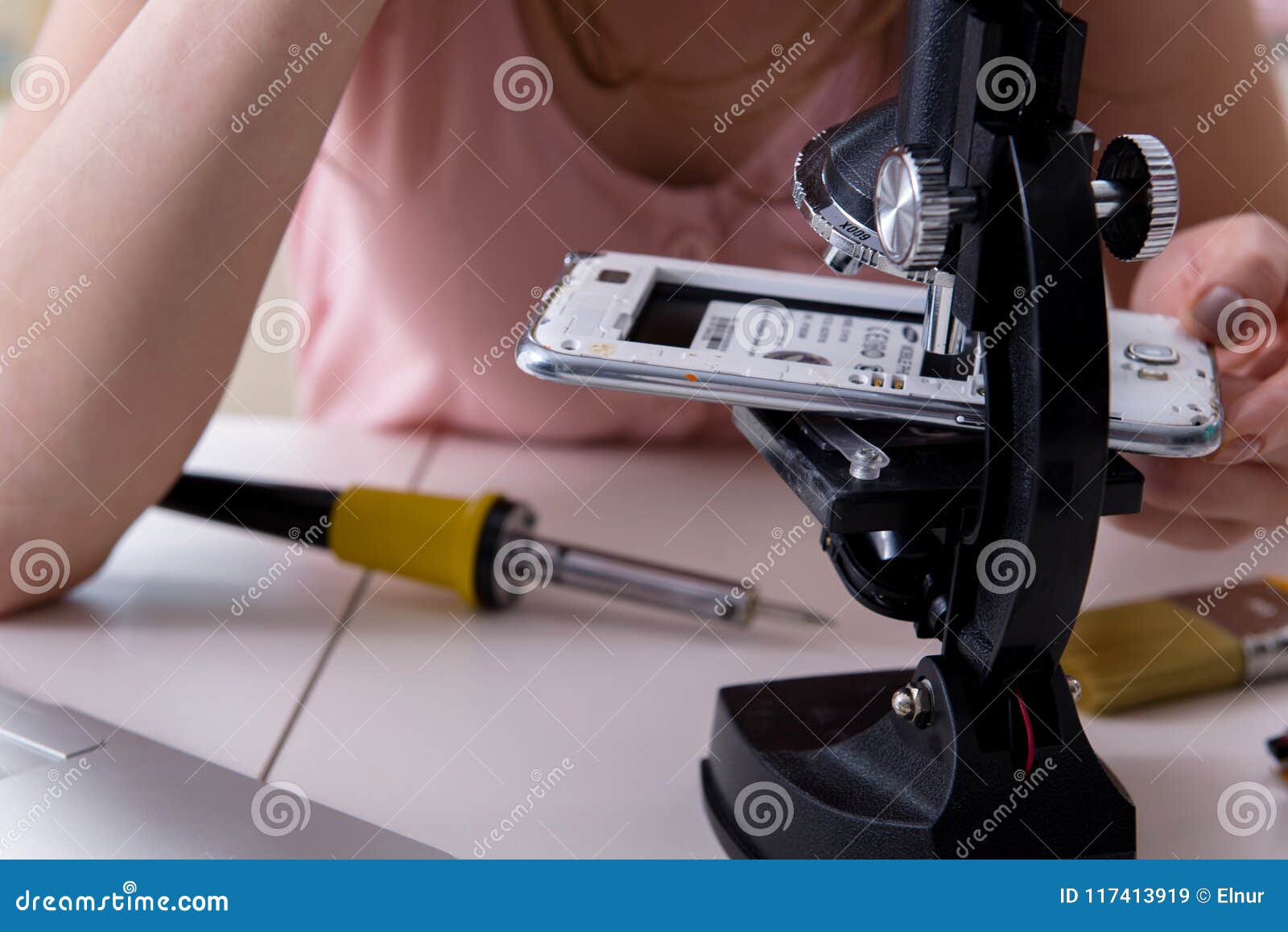 The Mobile Phone Repair in Workshop Stock Image - Image of cellular ...