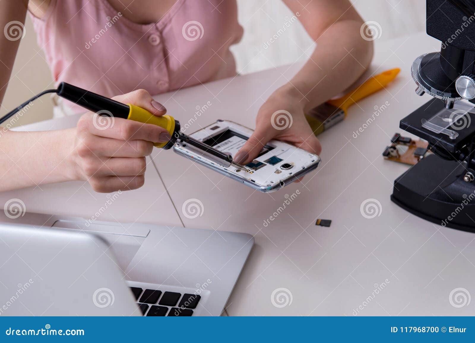 The Mobile Phone Repair in Workshop Stock Photo - Image of device ...