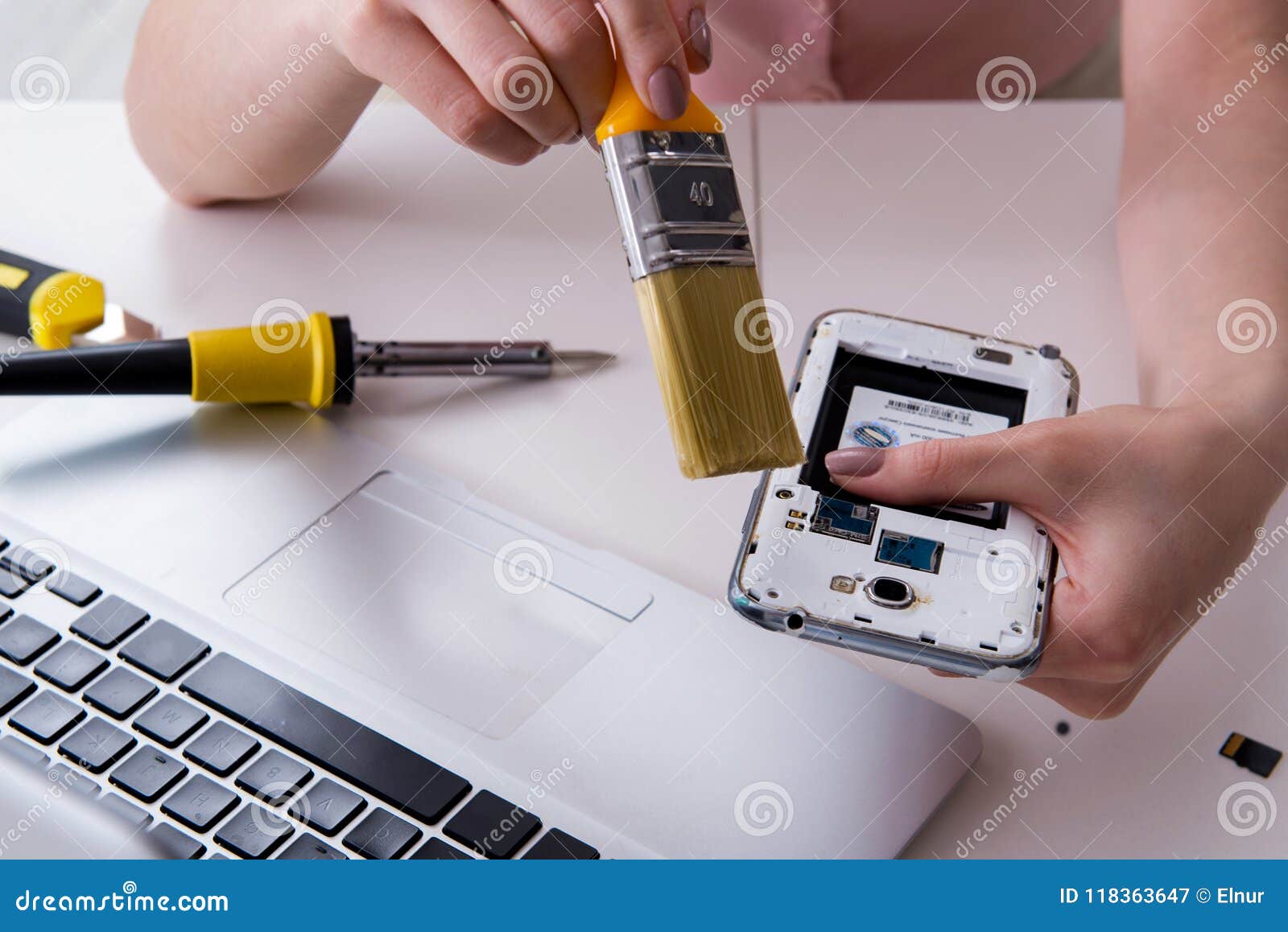 The Mobile Phone Repair in Workshop Stock Image - Image of cellular ...