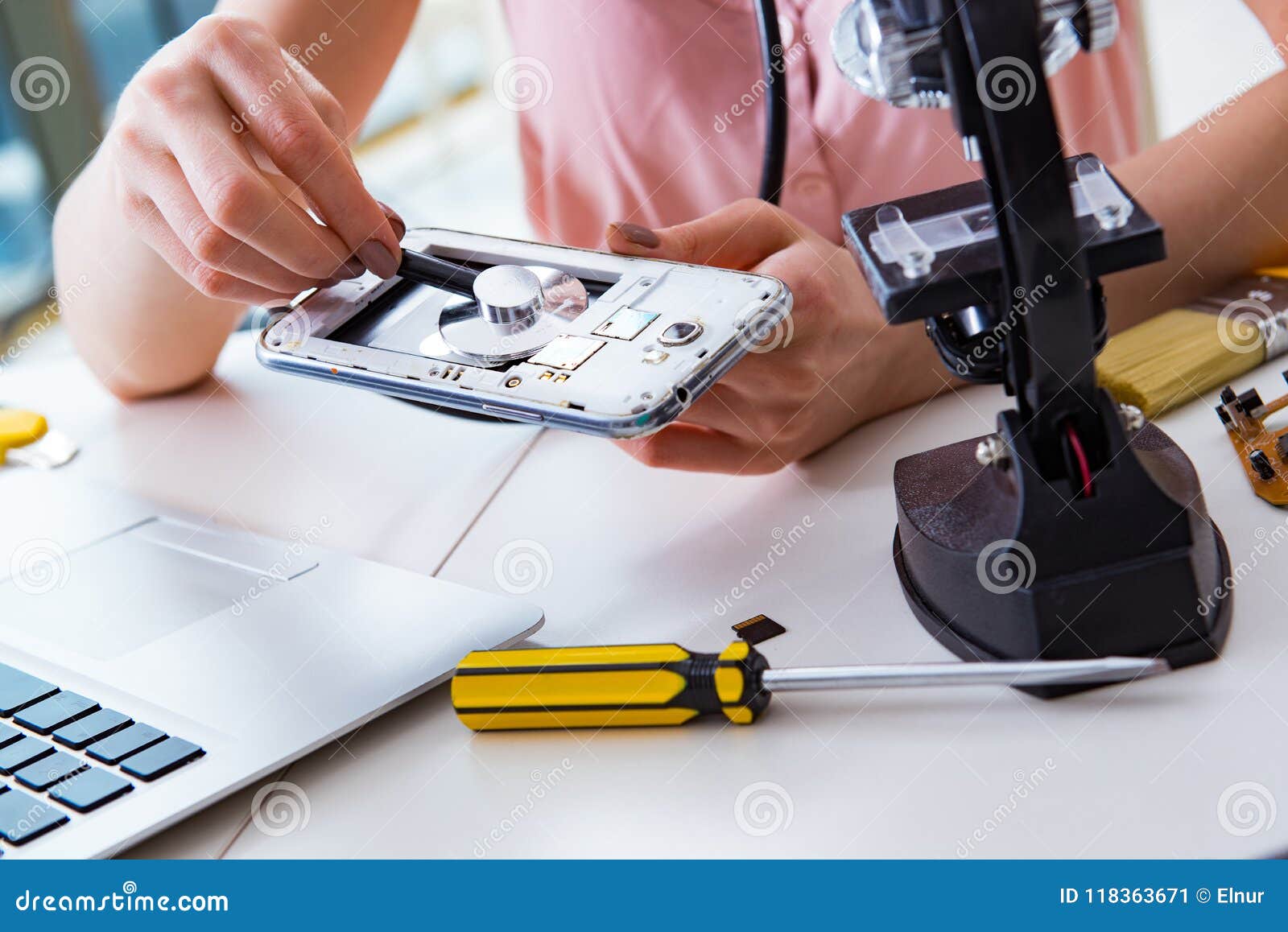 The Mobile Phone Repair in Workshop Stock Image - Image of mobile ...