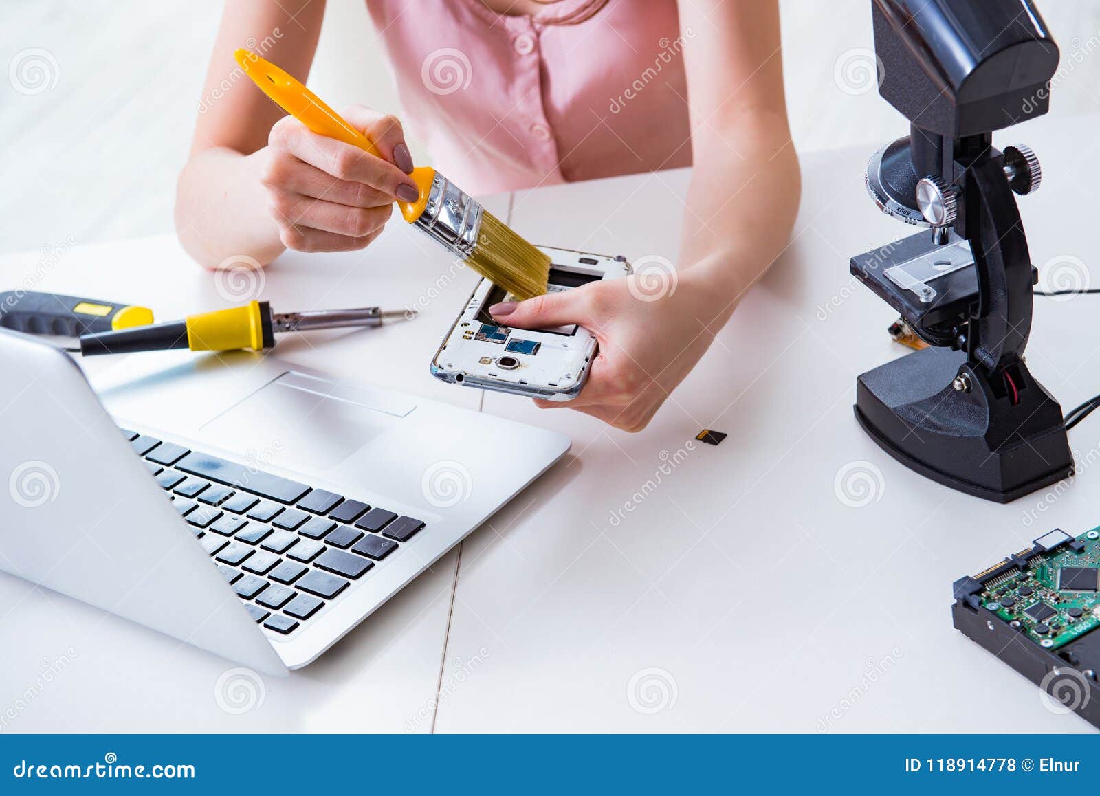 The Mobile Phone Repair in Workshop Stock Photo - Image of instrument ...