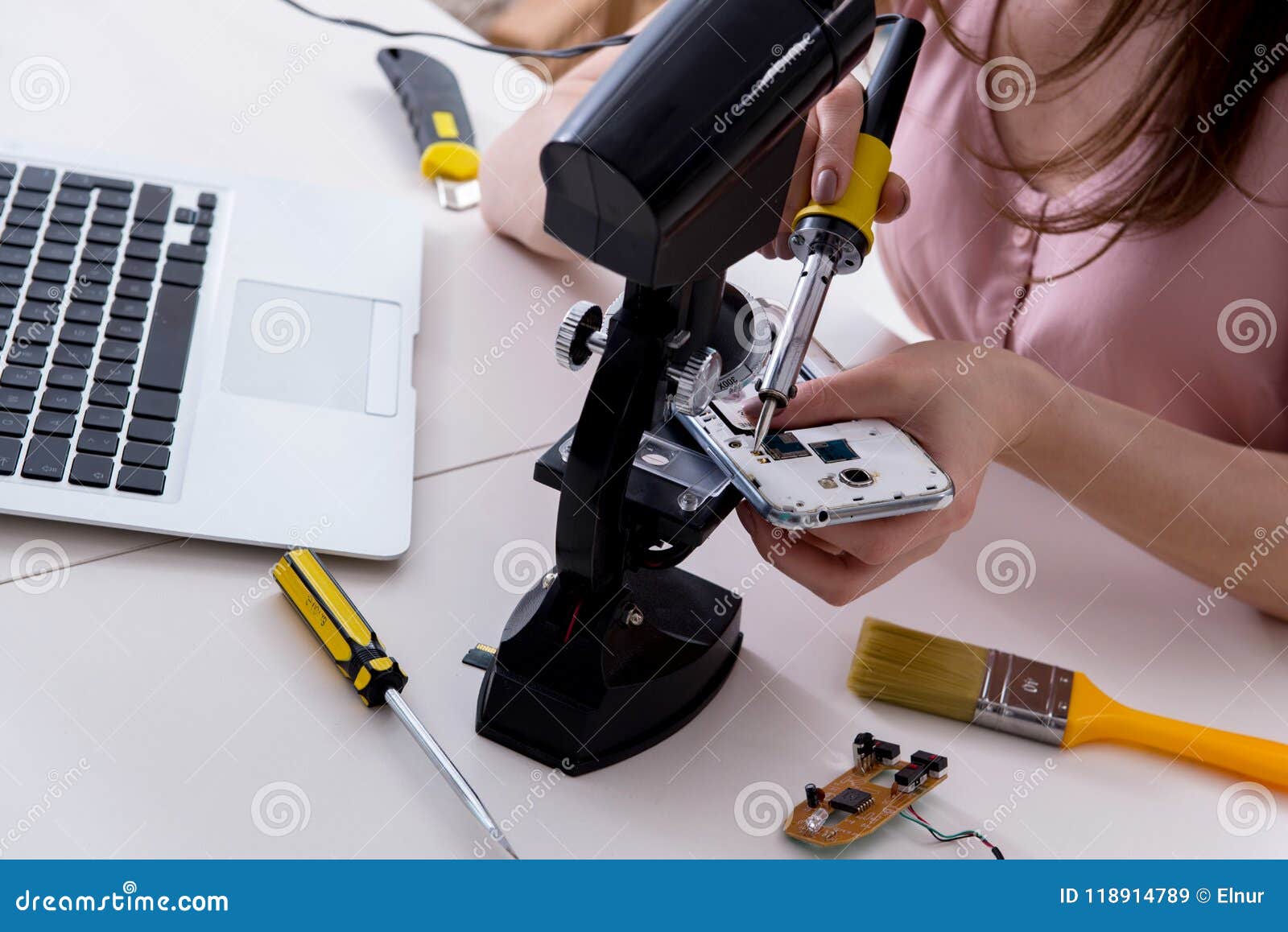 The Mobile Phone Repair in Workshop Stock Image - Image of chip ...