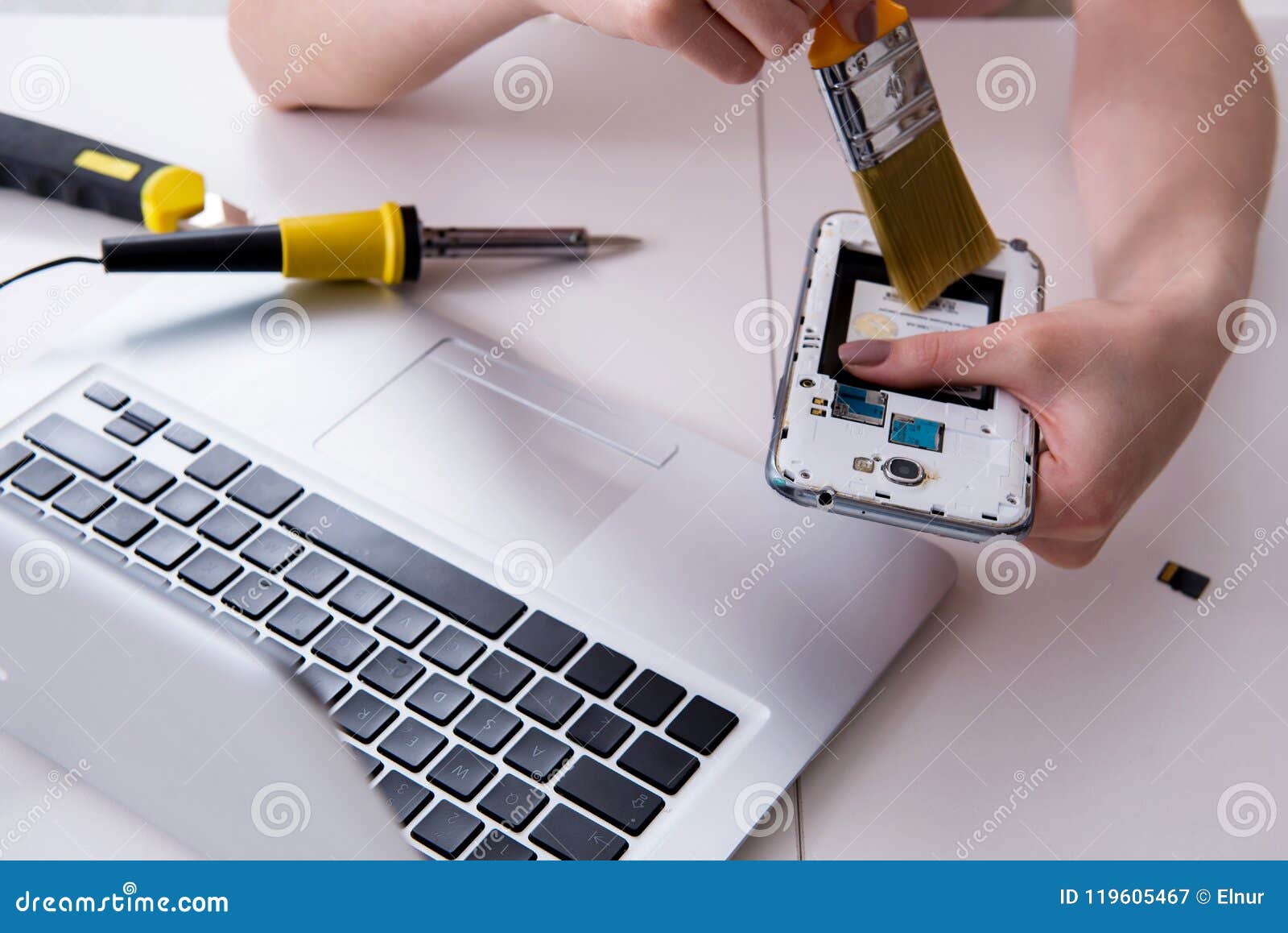 The Mobile Phone Repair in Workshop Stock Image - Image of component ...