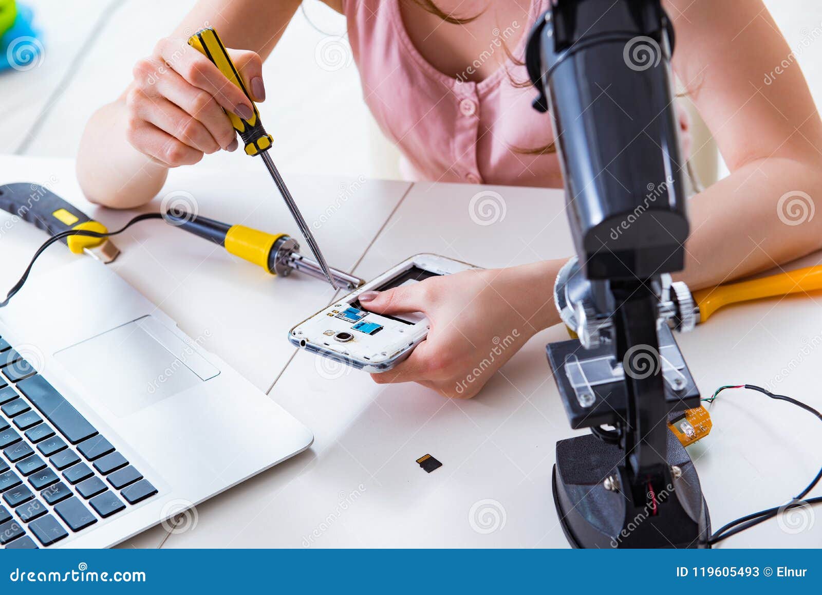 The Mobile Phone Repair in Workshop Stock Image - Image of phone ...
