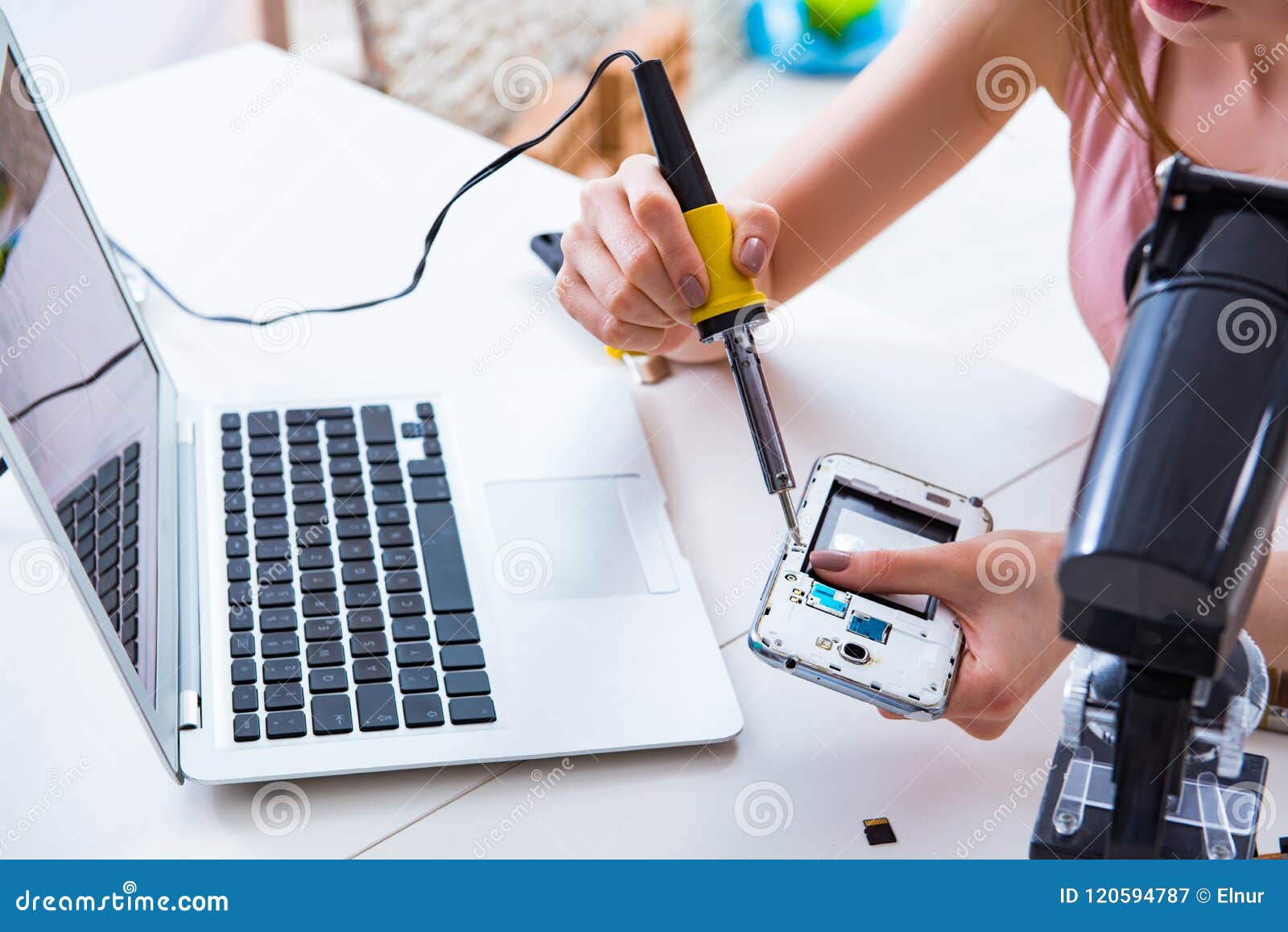 The Mobile Phone Repair in Workshop Stock Image - Image of gadget ...