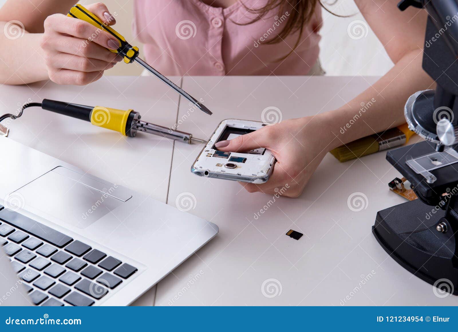 The Mobile Phone Repair in Workshop Stock Photo - Image of gadget ...
