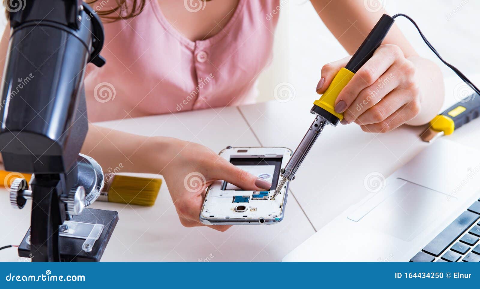 Mobile Phone Repair in Workshop Stock Photo - Image of electronic ...