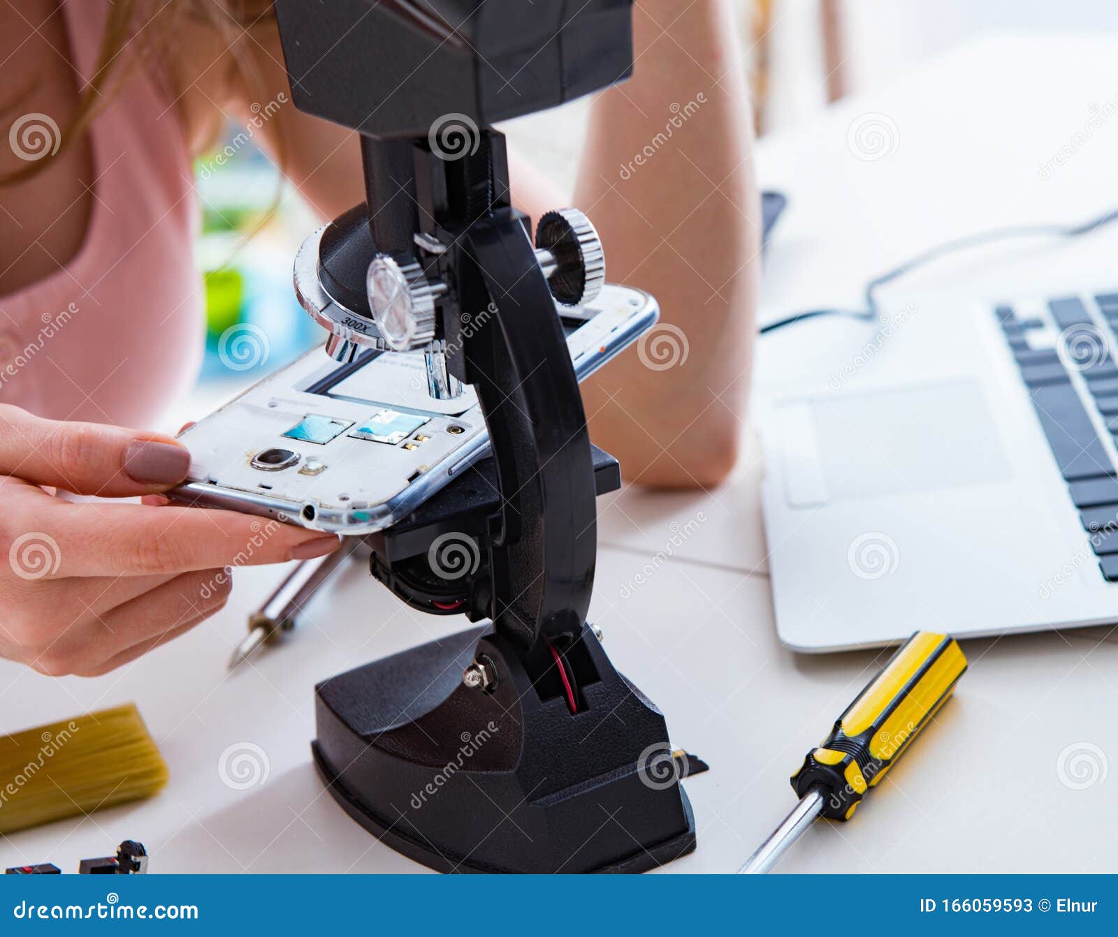 Mobile Phone Repair in Workshop Stock Image - Image of examining, desk ...