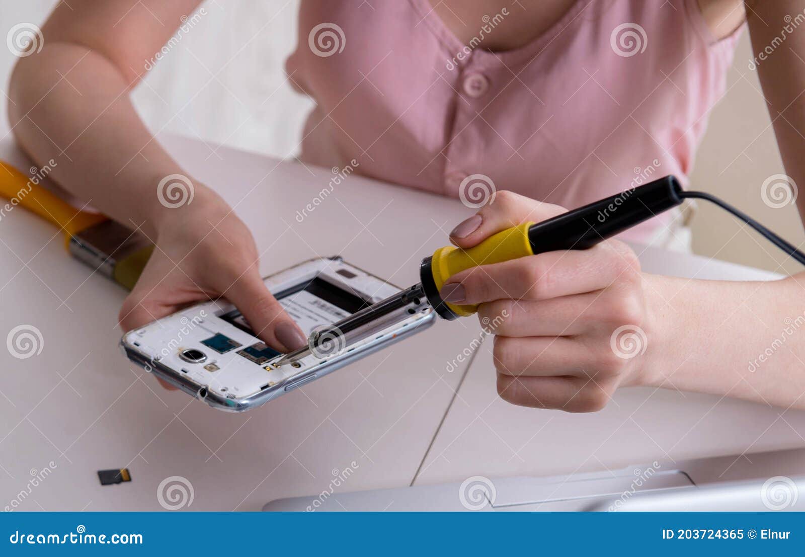 Mobile Phone Repair in Workshop Stock Image - Image of inspecting ...