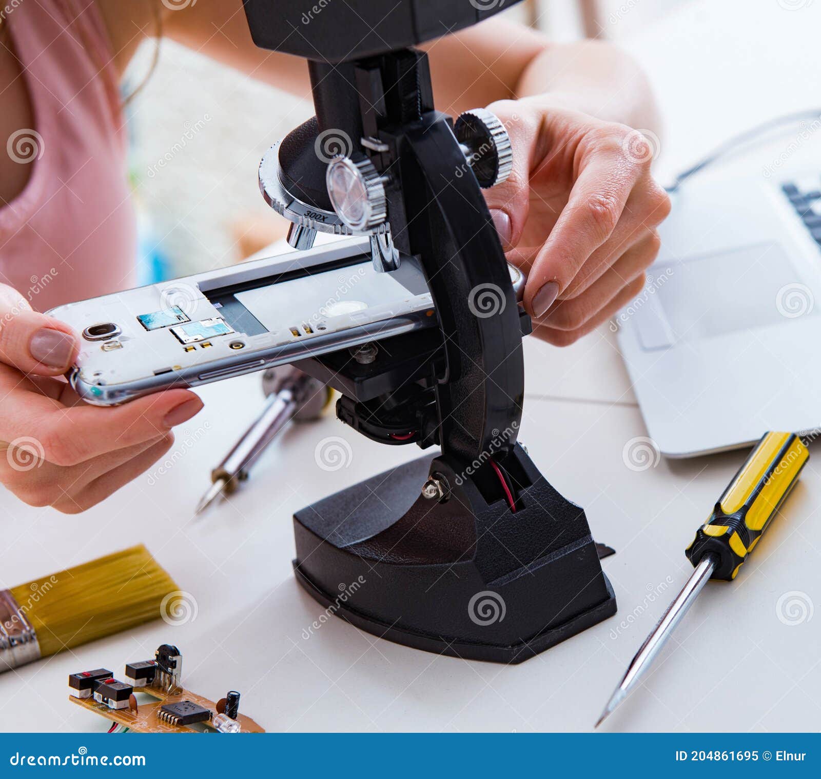 Mobile Phone Repair in Workshop Stock Image - Image of device ...