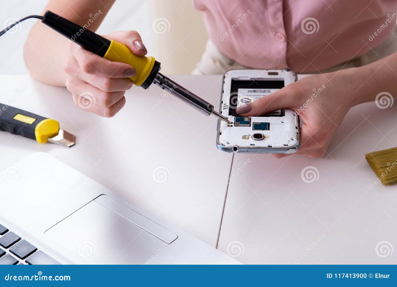 The Mobile Phone Repair in Workshop Stock Photo - Image of ...