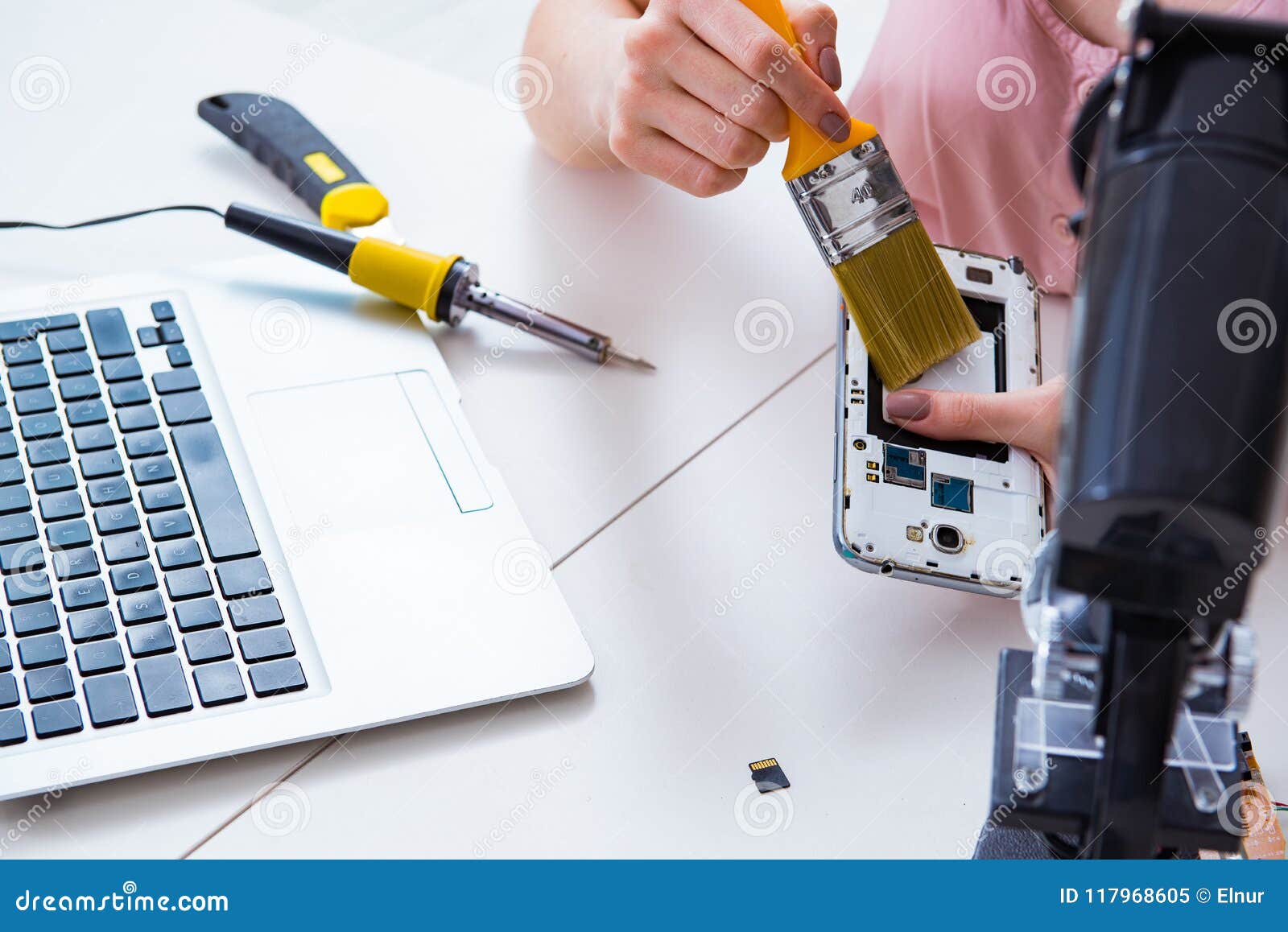 The Mobile Phone Repair in Workshop Stock Image - Image of checking ...