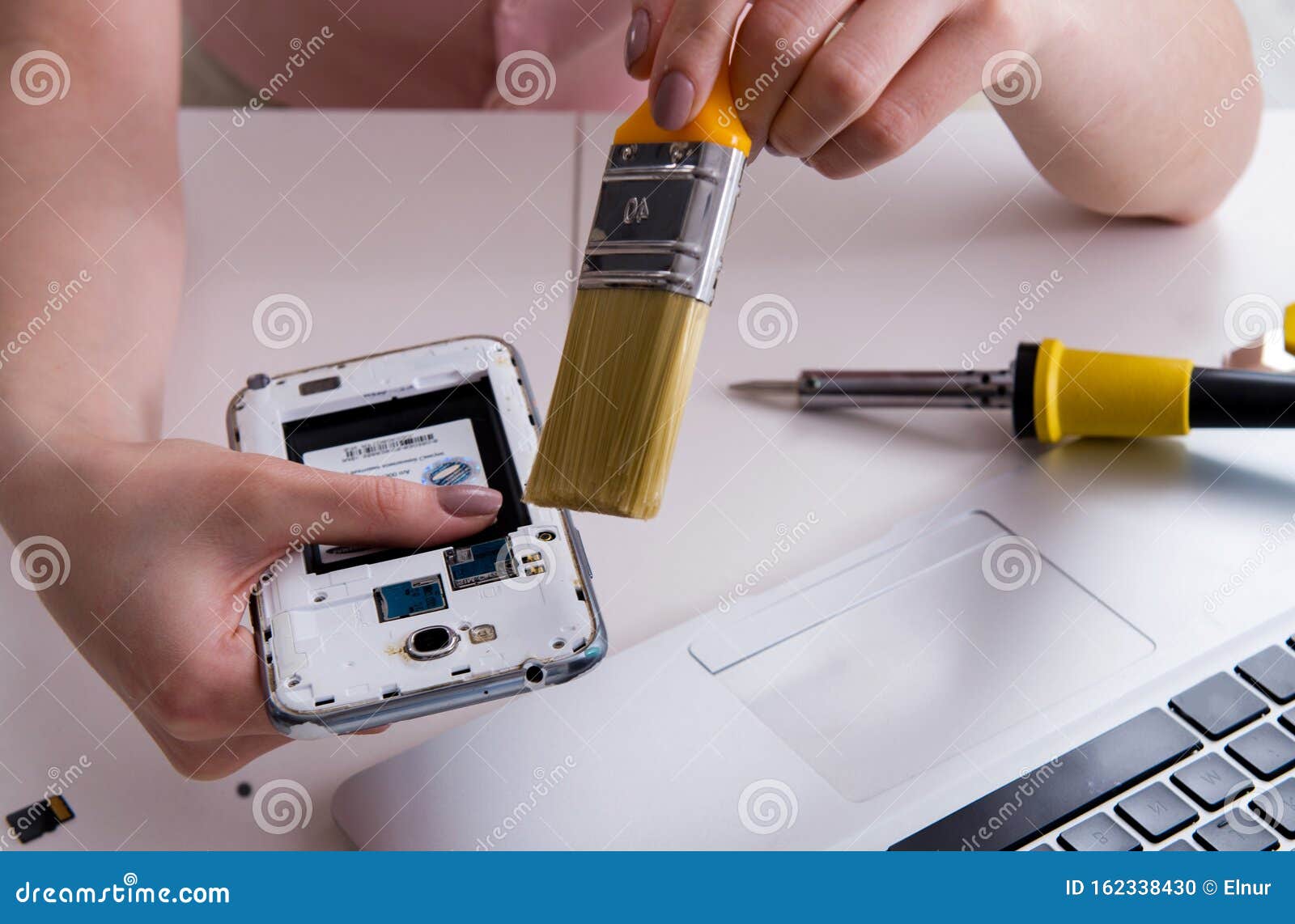 Mobile Phone Repair in Workshop Stock Photo - Image of checking ...