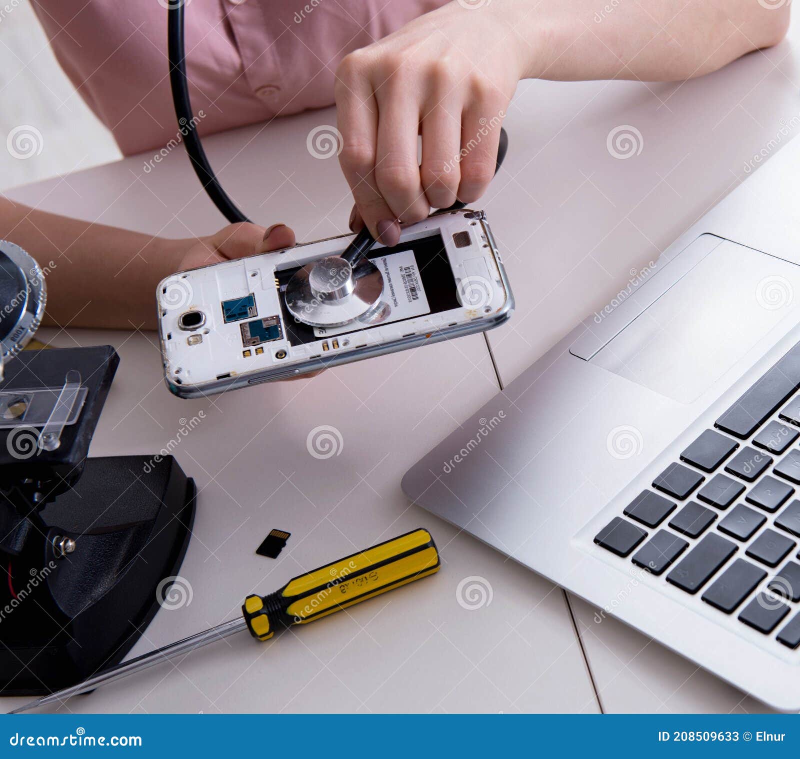 Mobile Phone Repair in Workshop Stock Image - Image of circuit ...