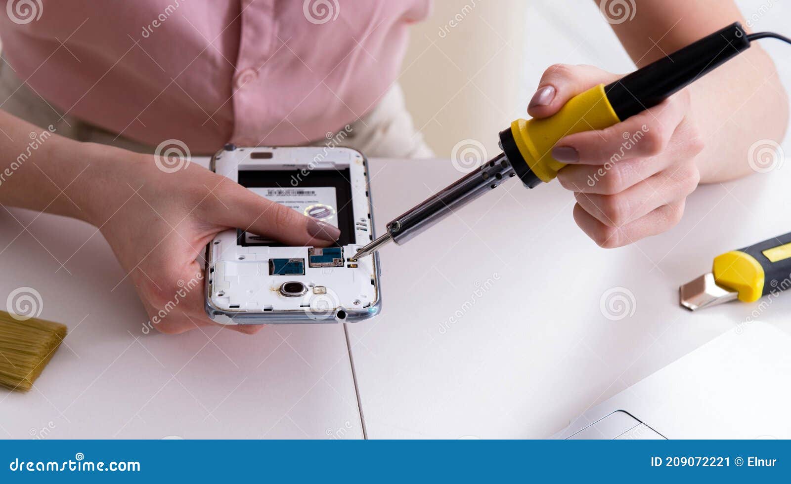 Mobile Phone Repair in Workshop Stock Image - Image of closeup ...