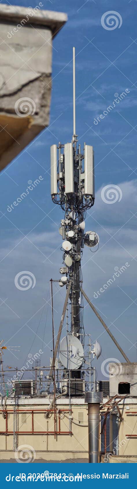 .a mobile phone repeater stock photo. Image of tower - 203907842