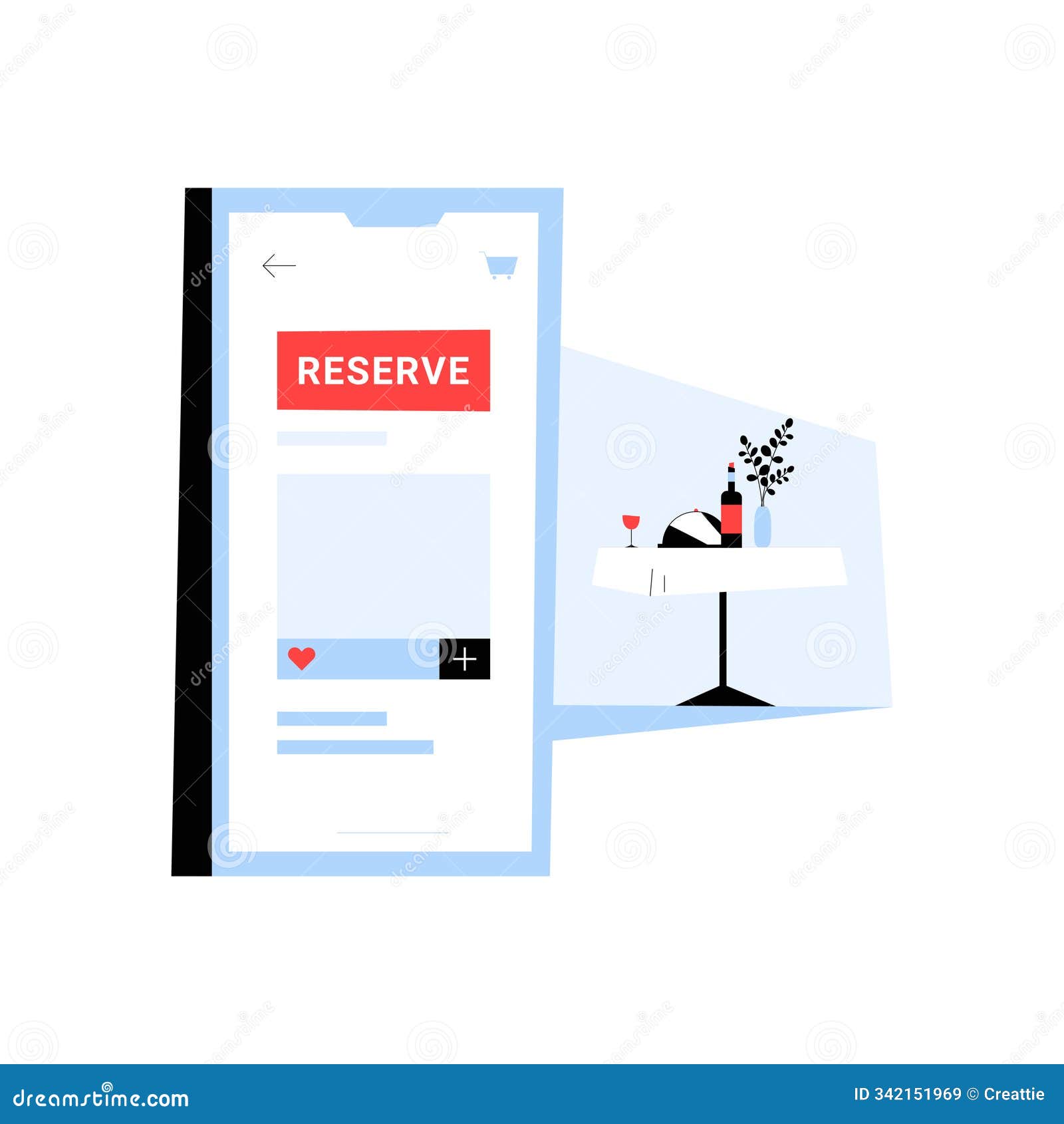 Mobile Phone with Reservation Confirmation Screen and Restaurant Table ...