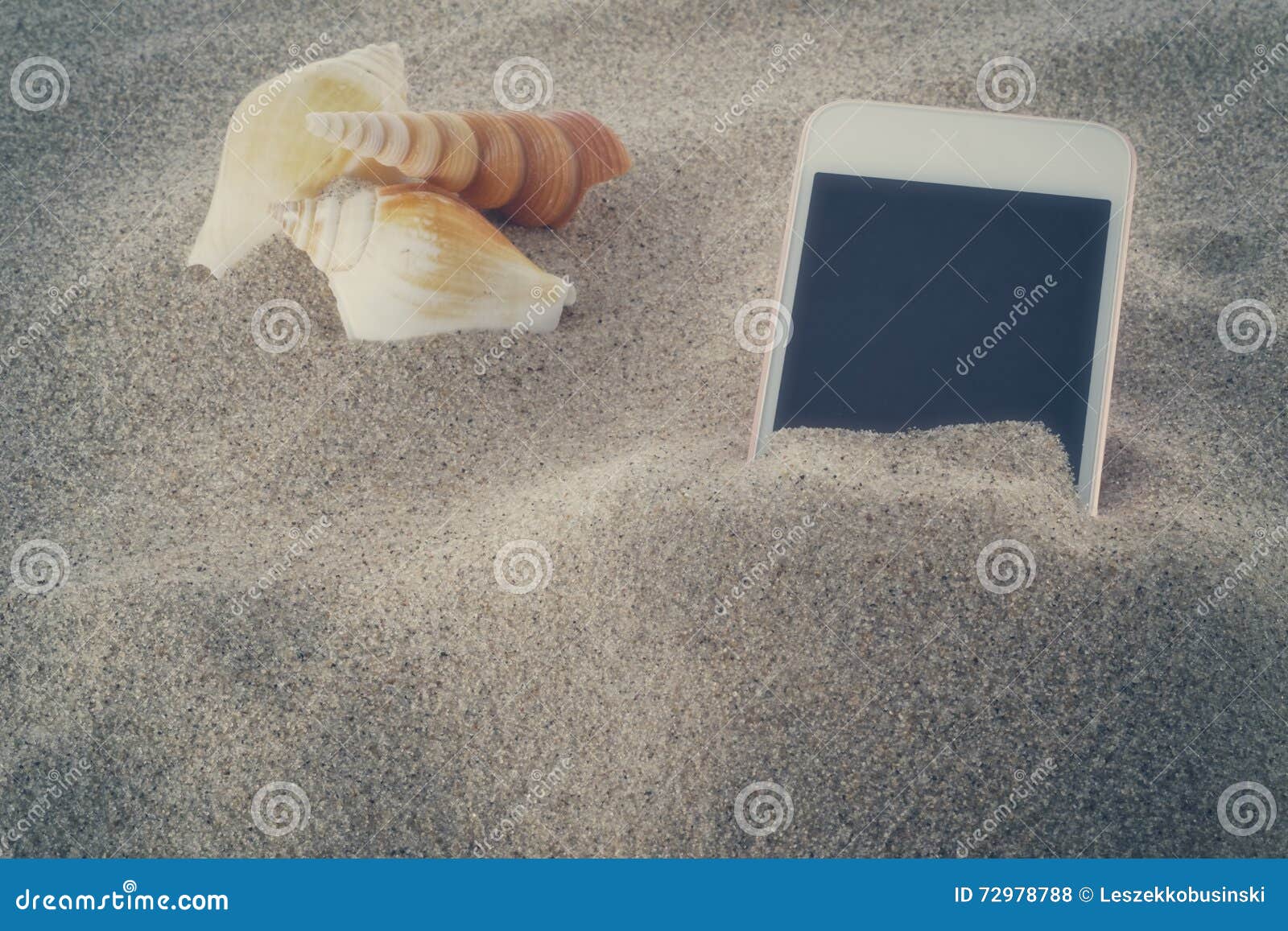 Mobile Phone in Sand on a Beach Stock Photo - Image of internet ...
