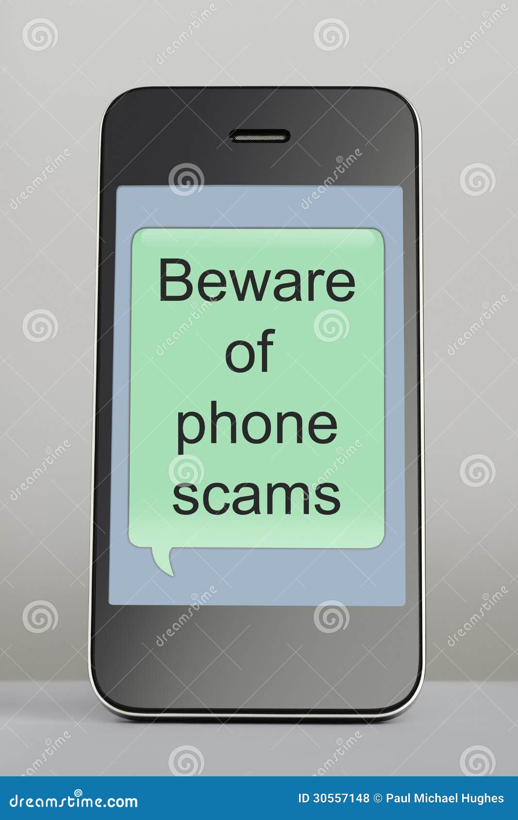 Mobile Phone with Scam Message Speech Bubble Stock Photo - Image of ...