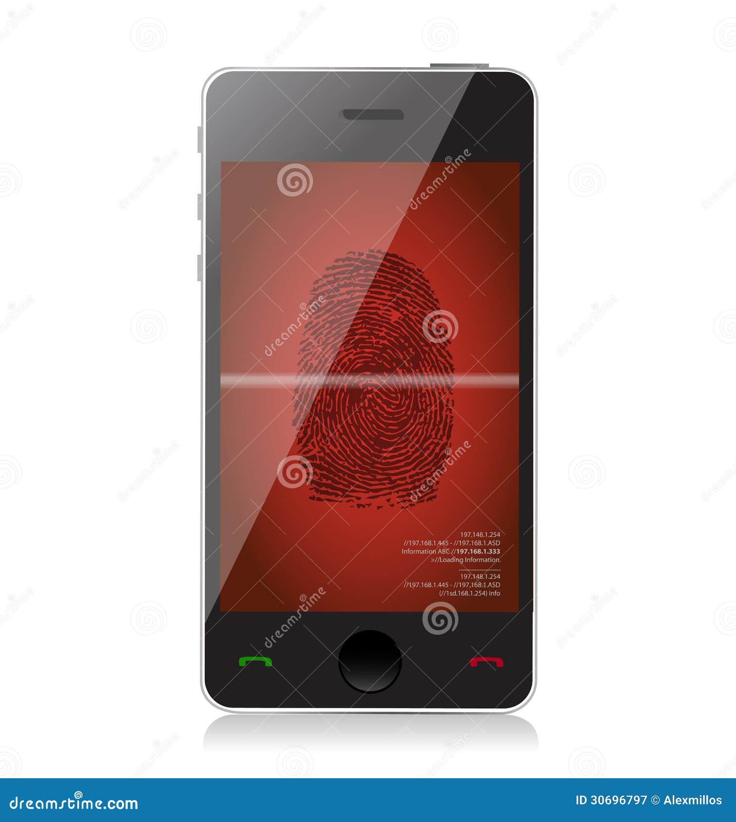 Mobile Phone Scanning a Finger Print Illustration Stock Illustration ...