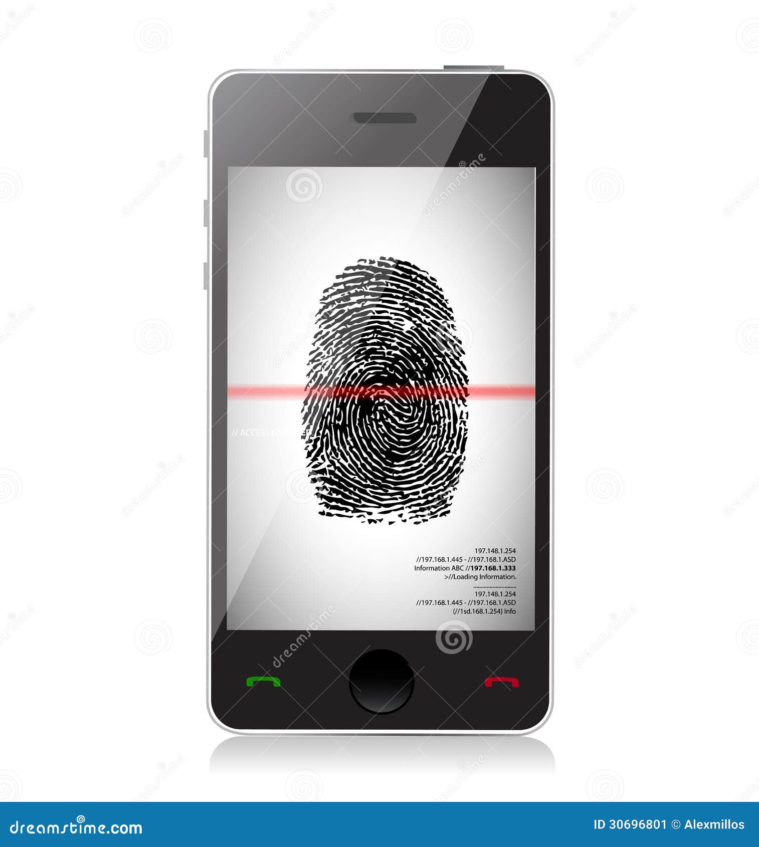 Mobile Phone Scanning a Finger Print Stock Illustration - Illustration ...
