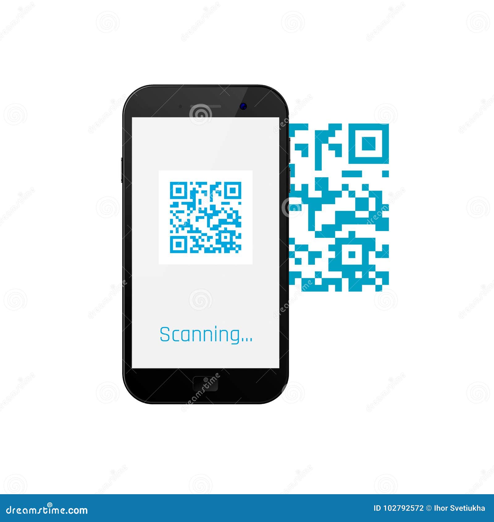 Mobile Phone Scanning Qr Code. QR Ode on Screen Mobile Stock Vector ...