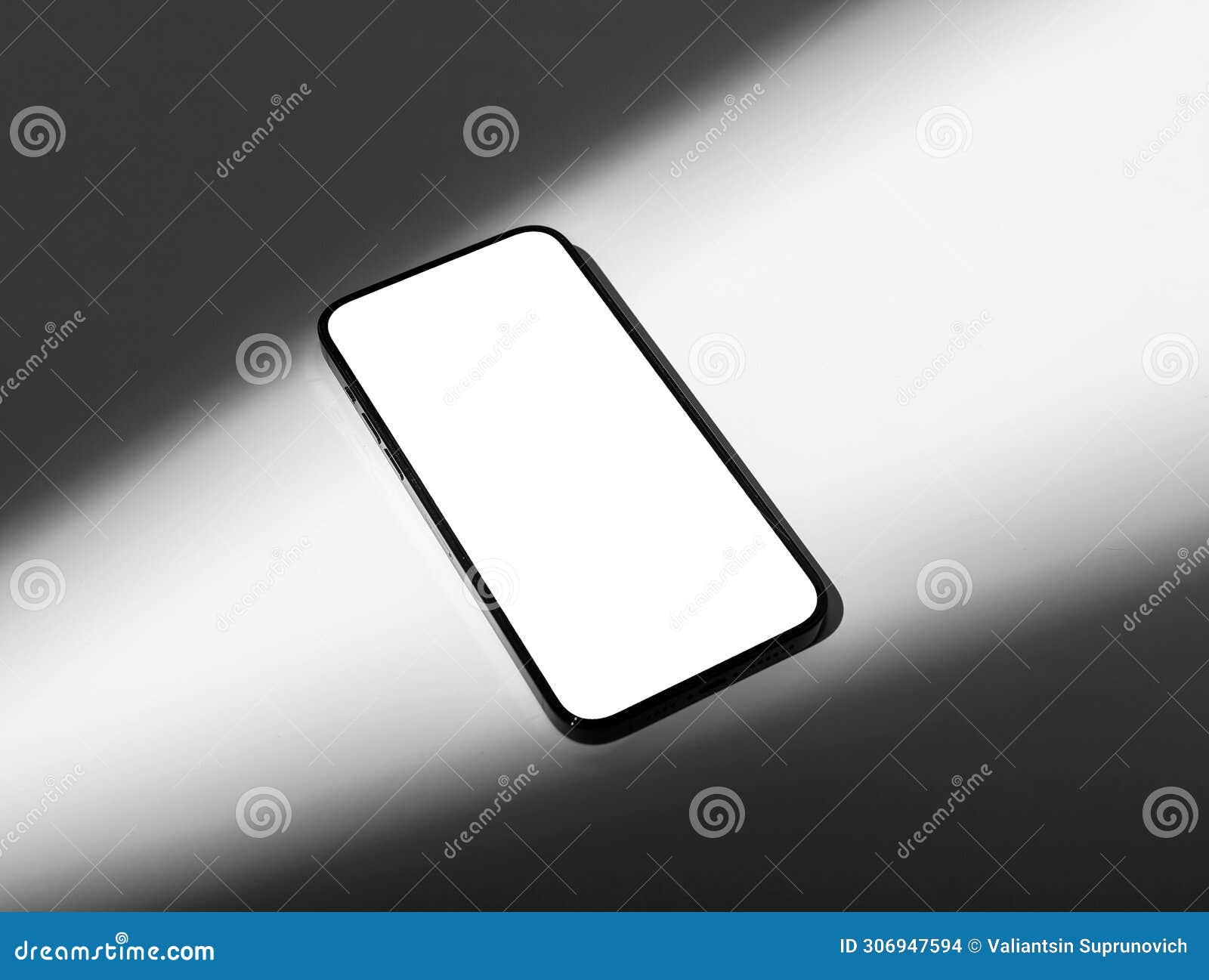 Mobile Phone Screen Mockup, Blank Smartphone Display Laying in Sun Beam ...
