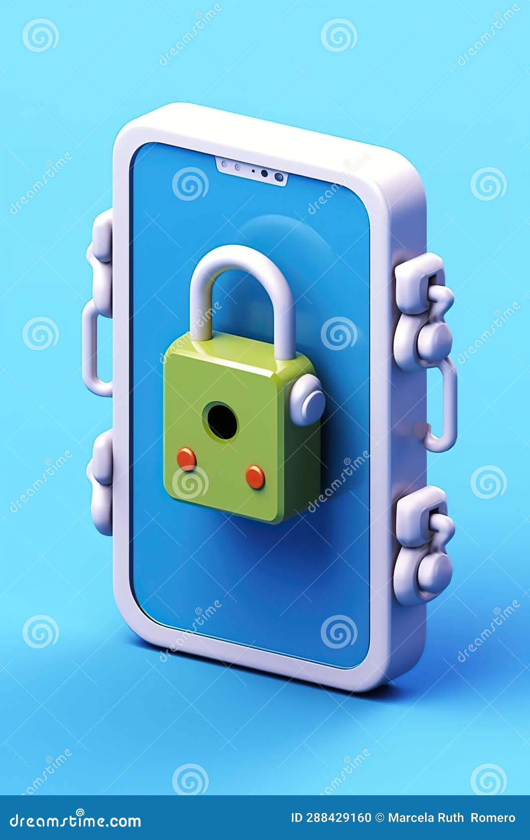 Mobile Phone Security Code Padlock. AI Generated Stock Illustration ... Mobile Phone Security Code Padlock. AI Generated Stock Illustration ...